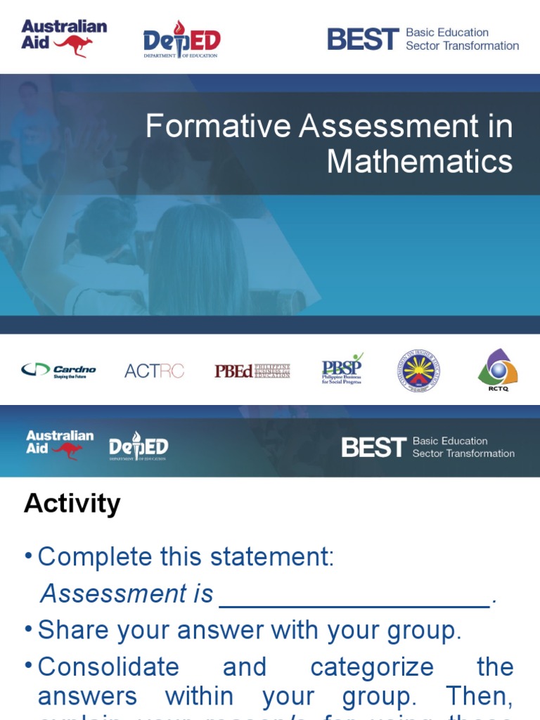 Formative Assessment Strategies in Math | PDF | Educational Assessment ...