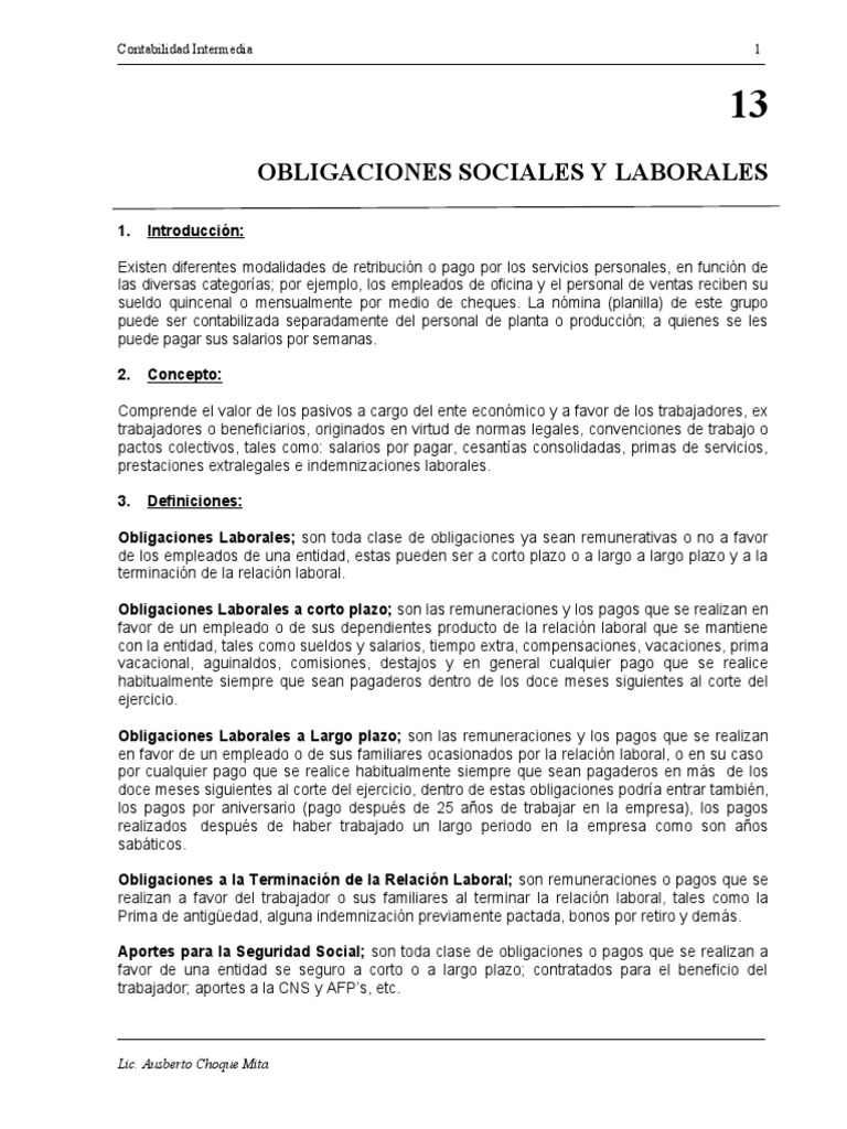 Cap 13 Oblig Sociales y Laborales | PDF | Salario | Pensión