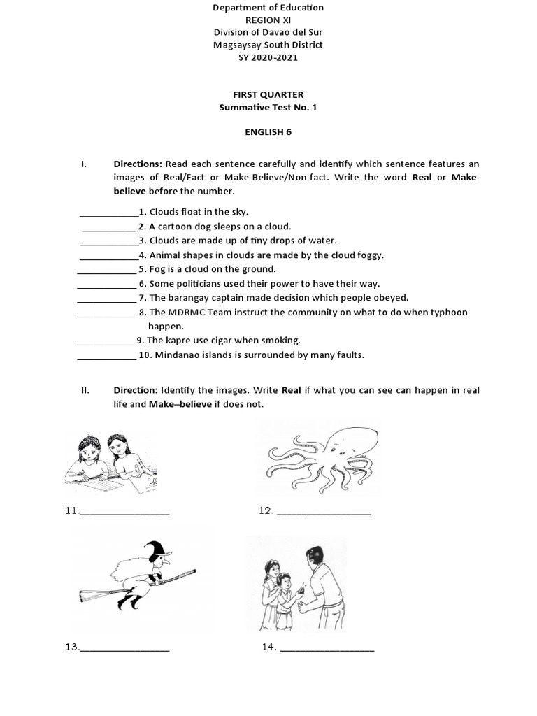 Summative Test English 6 2020 Final Submit | PDF
