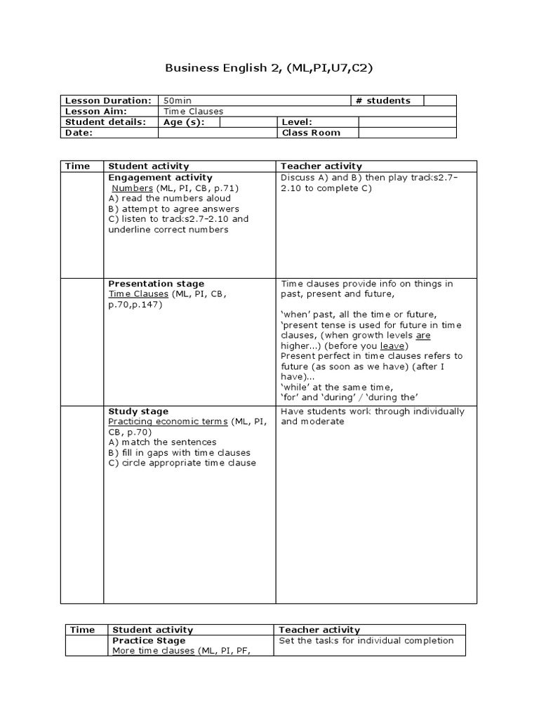Business English 2, (ML, PI, U7, C2) | PDF | Linguistics
