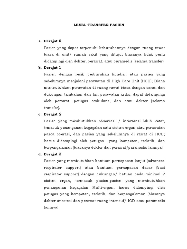 Level Transfer Pasien Akp 4 | PDF