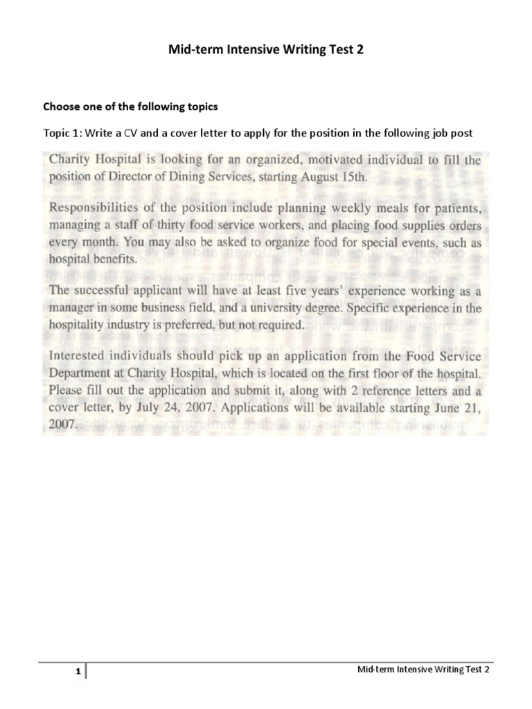 Mid-Term Intensive Writing Test 2 | PDF