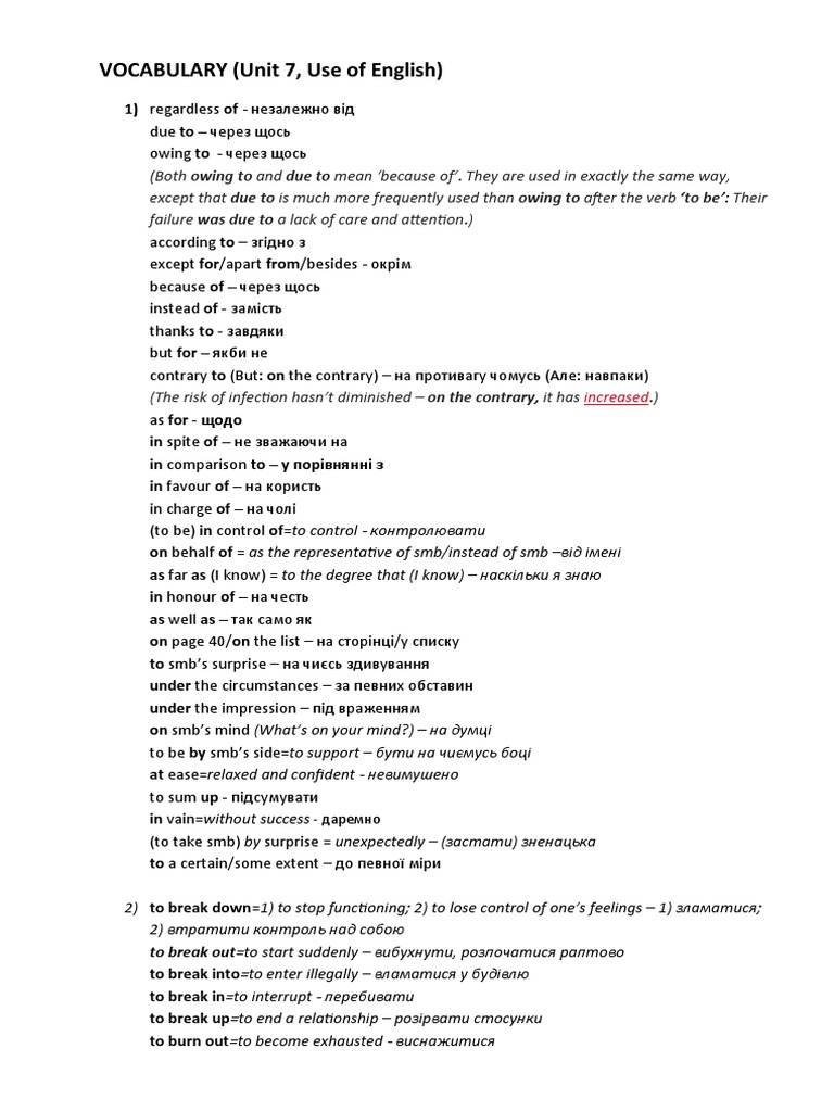 VOC - Unit 7. Use-of-English | PDF