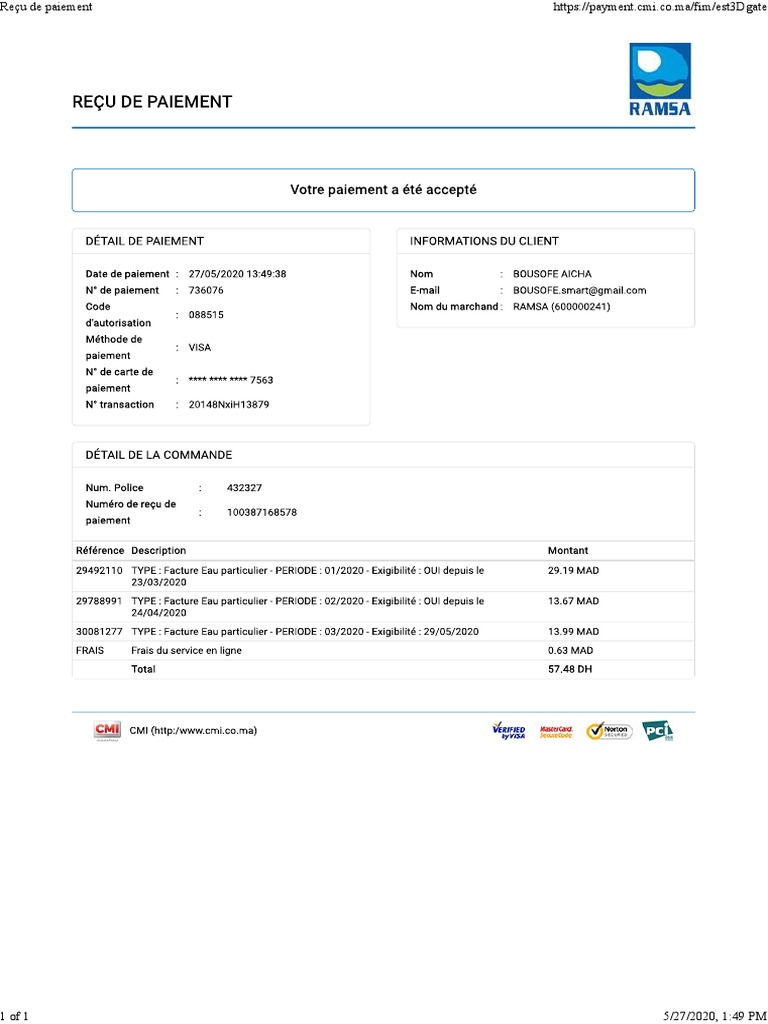 CMI Payment Receipt Online | PDF