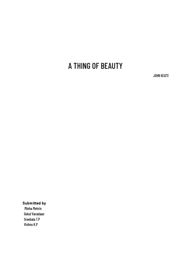 A Thing of Beauty | PDF | Beauty | John Keats