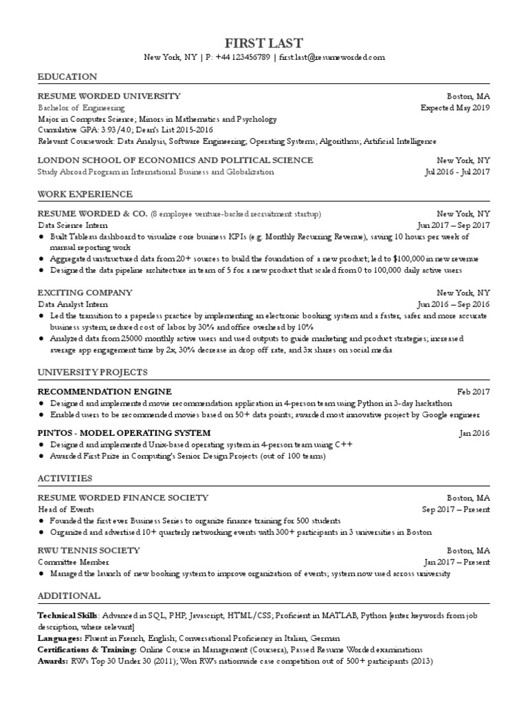 A Well-Rounded Candidate: Resume and Career Profile of a Promising ...