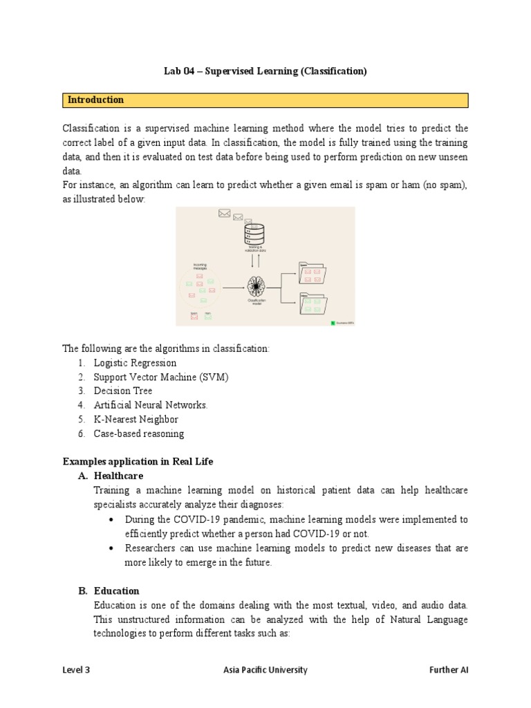 Lab 04 - Supervised ML Classification - Updated | Download Free PDF | Regression Analysis ...