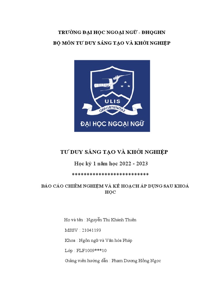 30 Reflection TDSTKN Fall 2022 Lop 10 Nguyen Thi Khanh Thien PDF | PDF