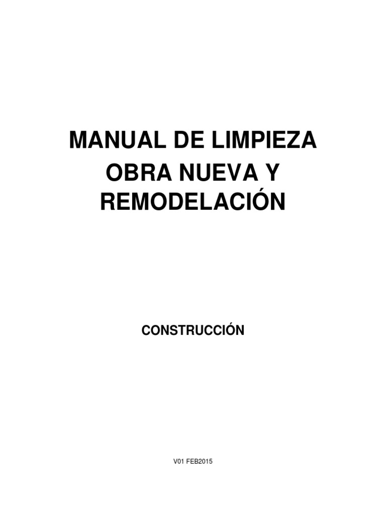 Manual de Limpieza Obra Nueva y Remodelación Construcción | PDF | Agua | Materiales