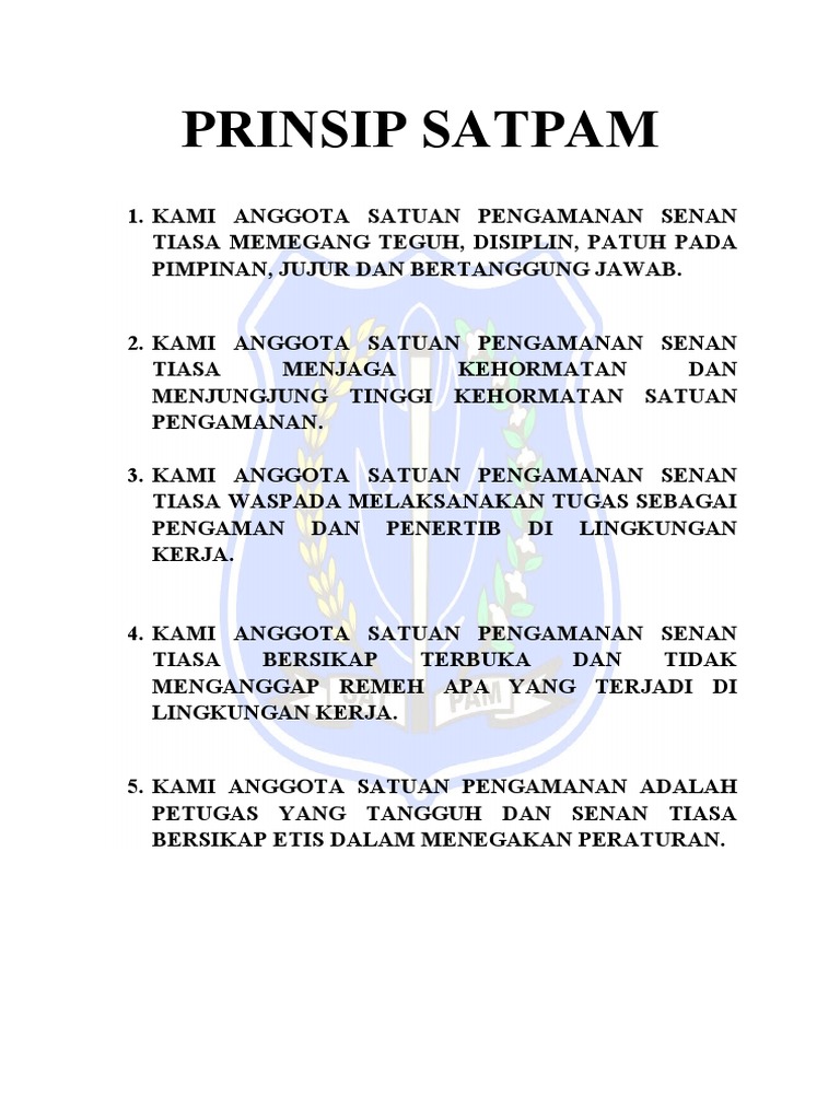 Prinsip Satpam Senantiasa Tegakkan Disiplin dan Etika Kerja | PDF