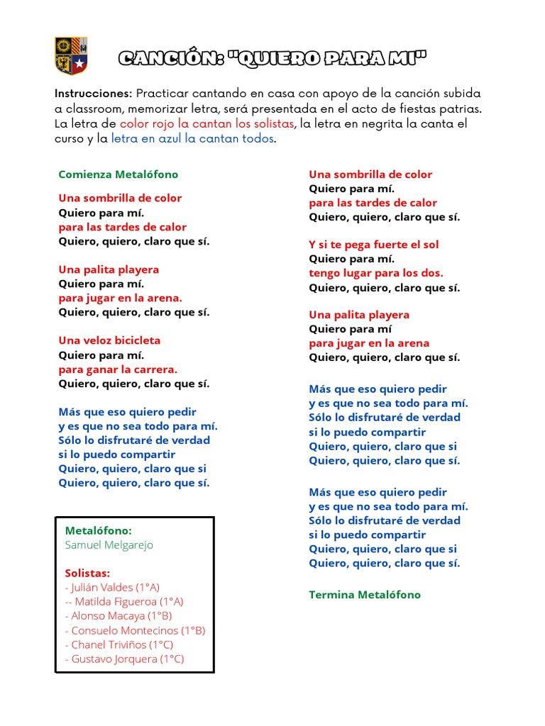 Canción Quiero para Mi | PDF