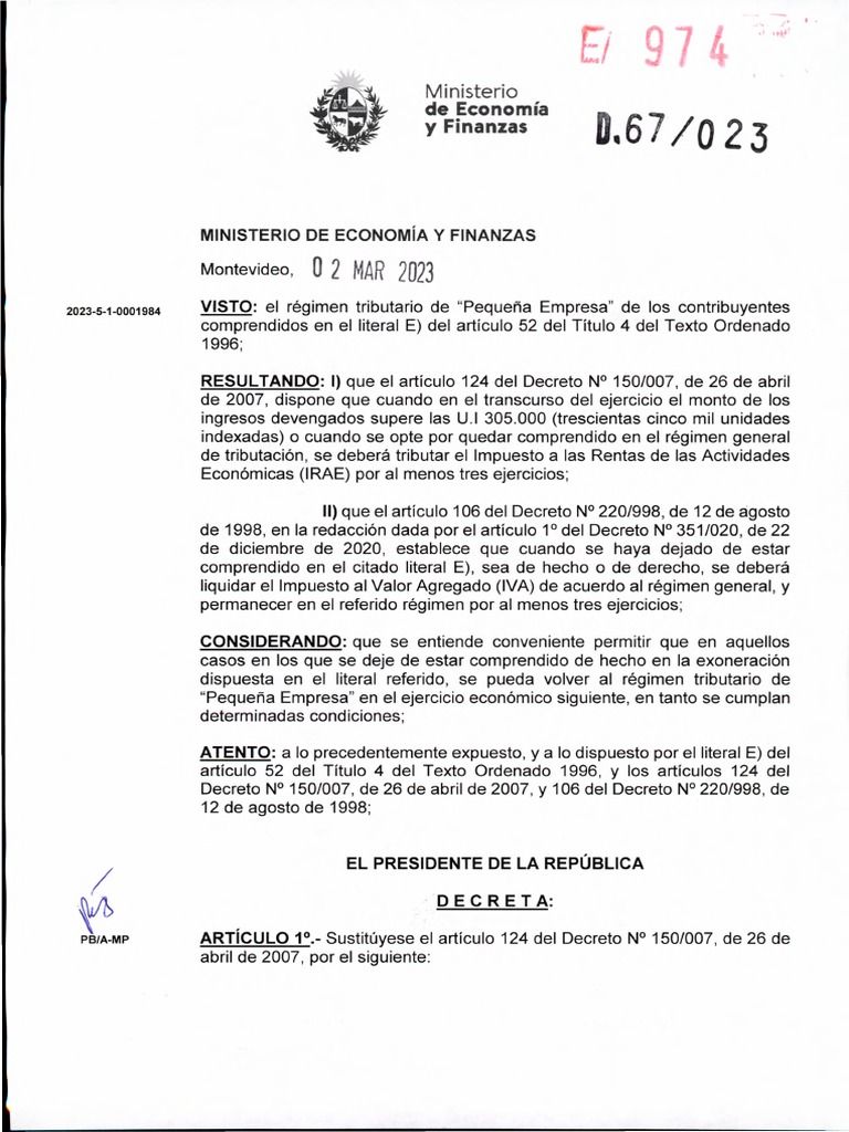 Mef 974 | PDF | Impuestos | Gobierno