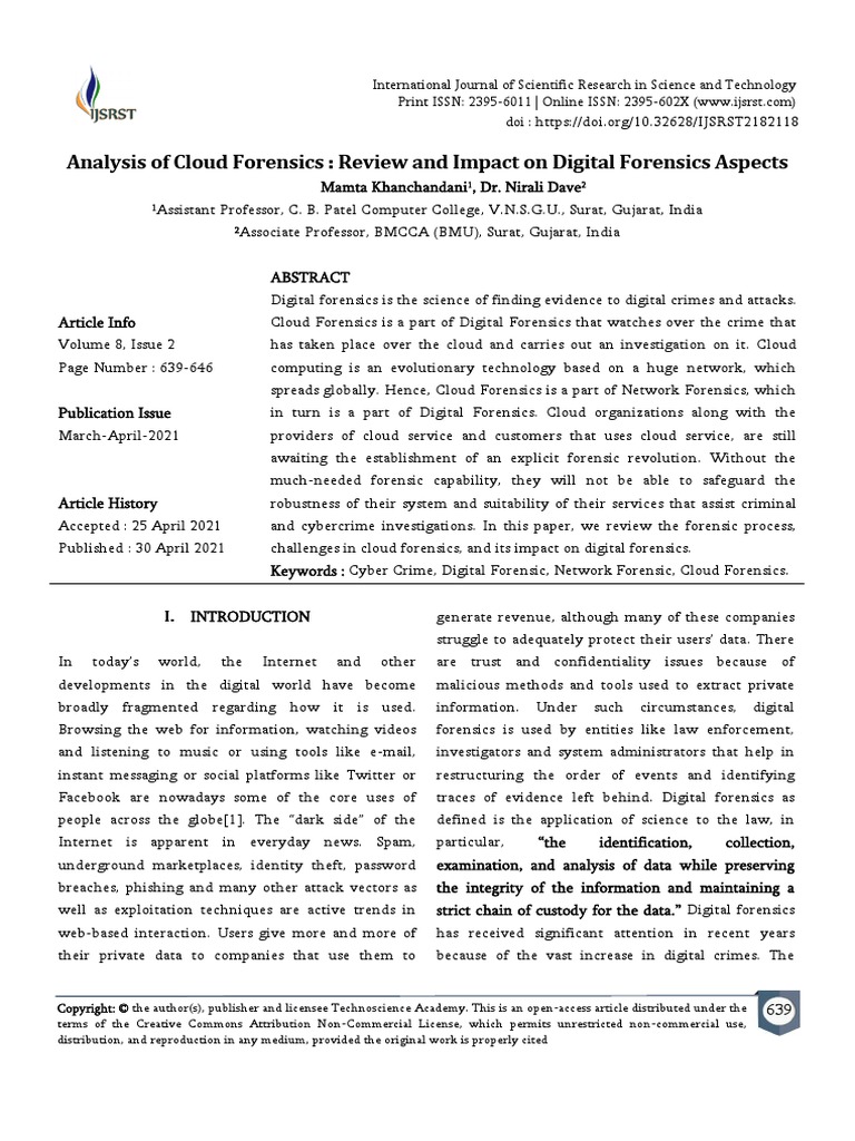 Analysis of Cloud Forensics Review and I | PDF | Cloud Computing | Digital Forensics