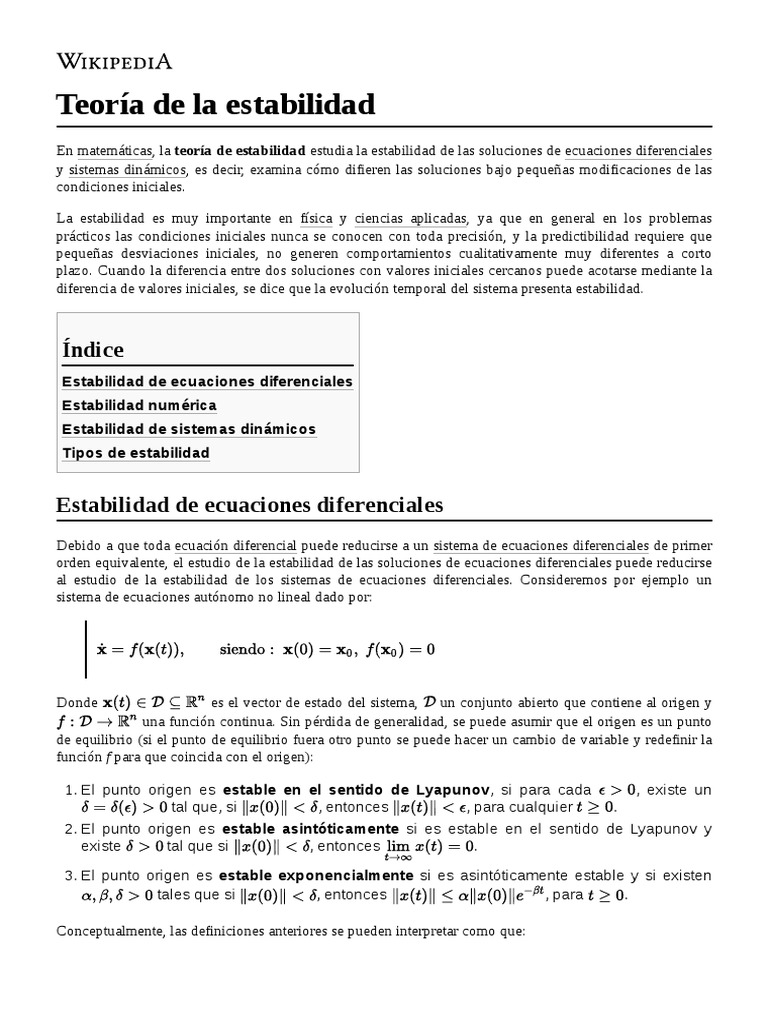 Teoría de La Estabilidad | PDF | Teoría de la estabilidad | Matemáticas