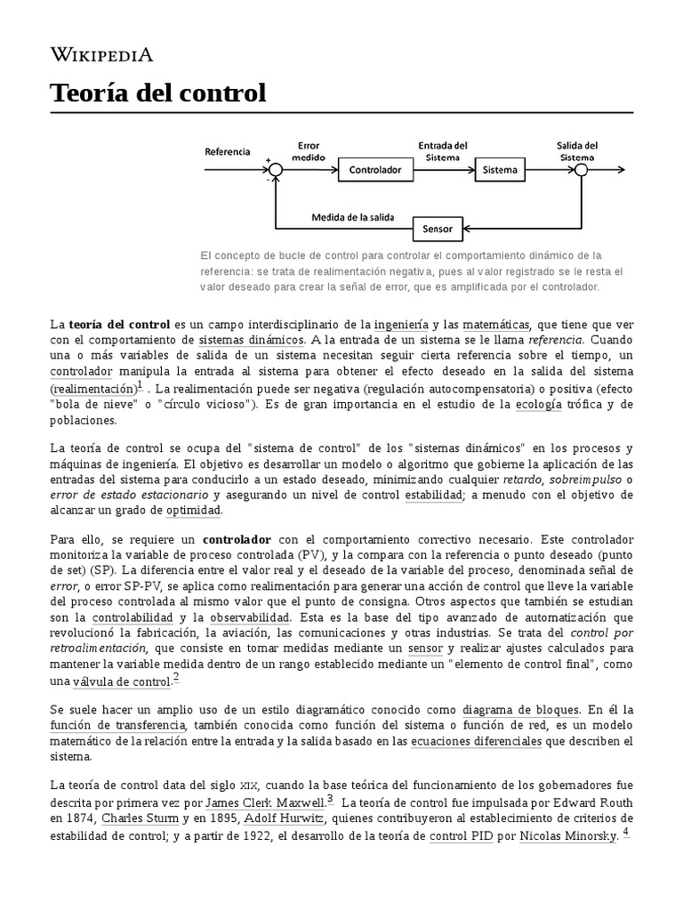 Teoría Del Control | PDF | Teoría de control | Ingenieria Eléctrica