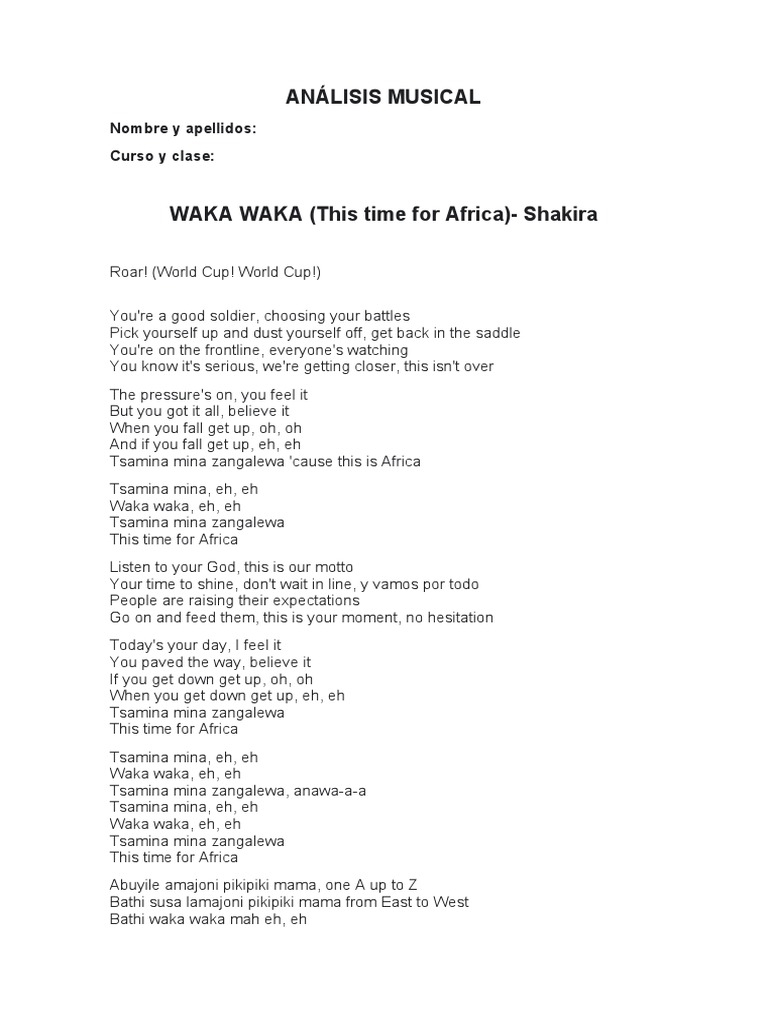 WAKA WAKA para Analizar | PDF | Art | Religion & Spirituality