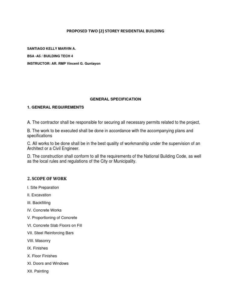Proposed Two-Storey Residential Building | PDF | Concrete | Reinforced ...