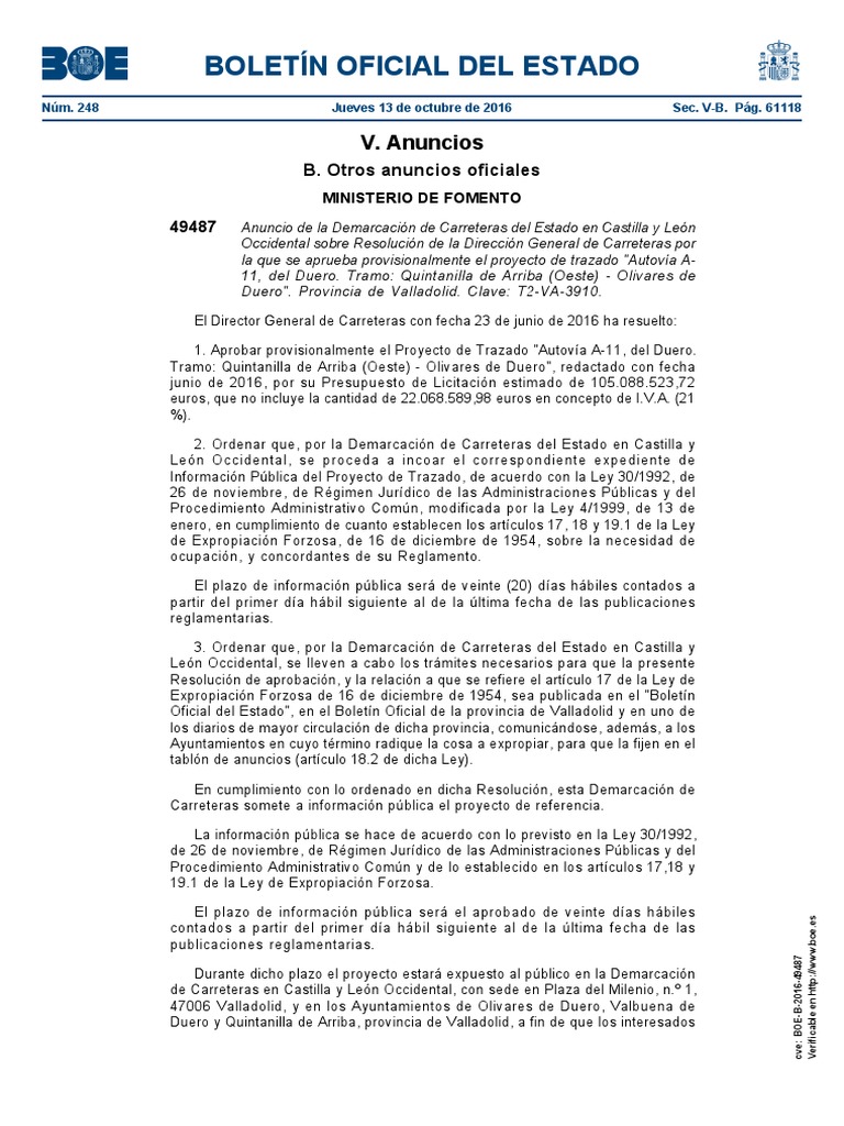 Boe B 2016 49487 | PDF | Dominio eminente | Gobernancia