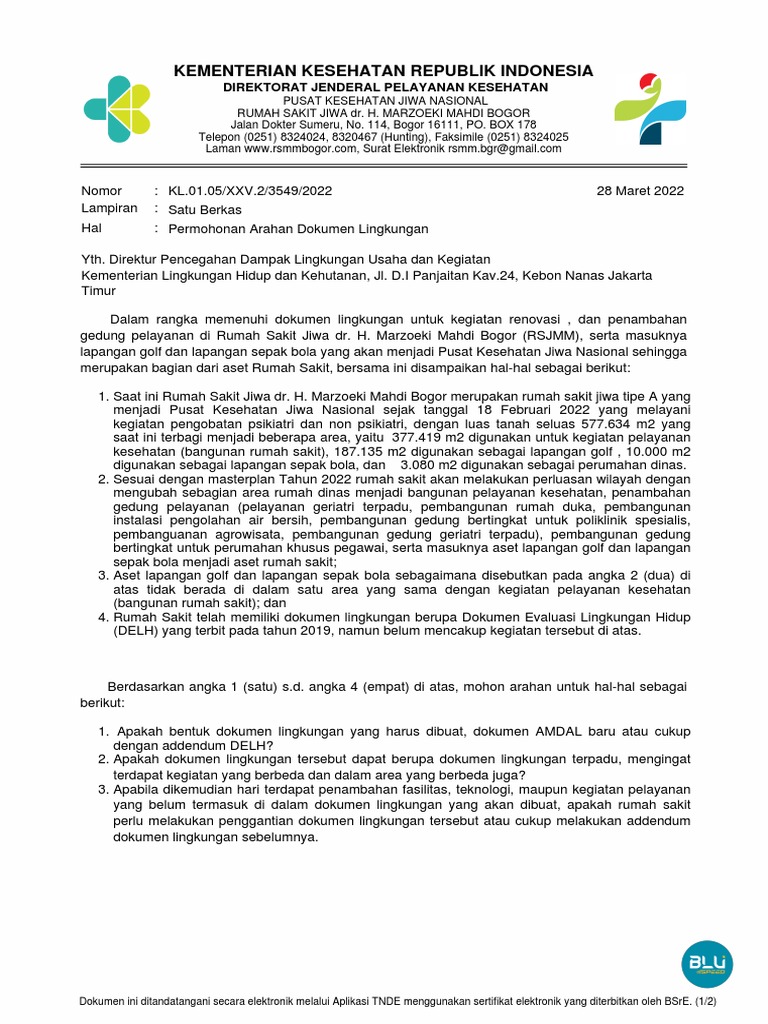 Permohonan Arahan Dokumen Lingkungan | PDF