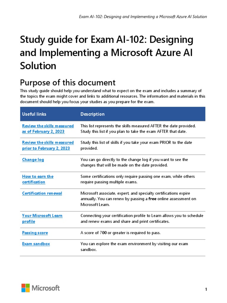 Exam Ai 102 Designing and Implementing A Microsoft Azure Ai Solution Skills Measured | PDF ...