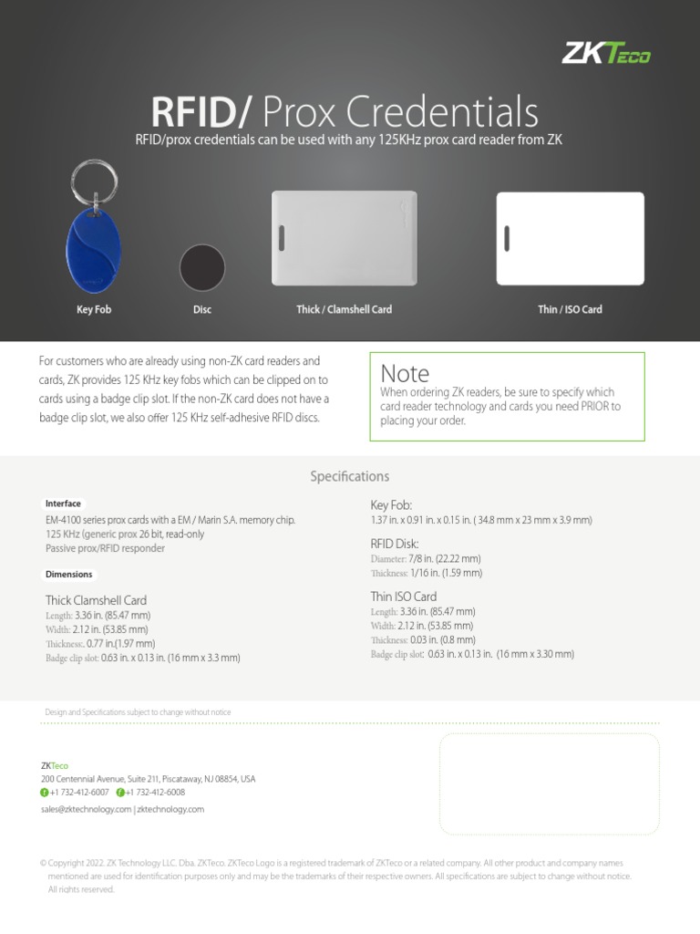 RFID Prox Credentials | PDF | Radio Frequency Identification | Computer ...