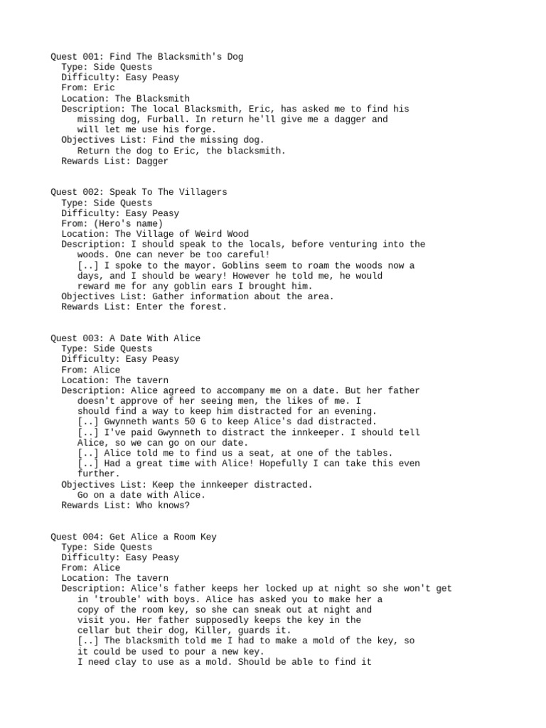 Quests 291 | PDF | Quest | Flour