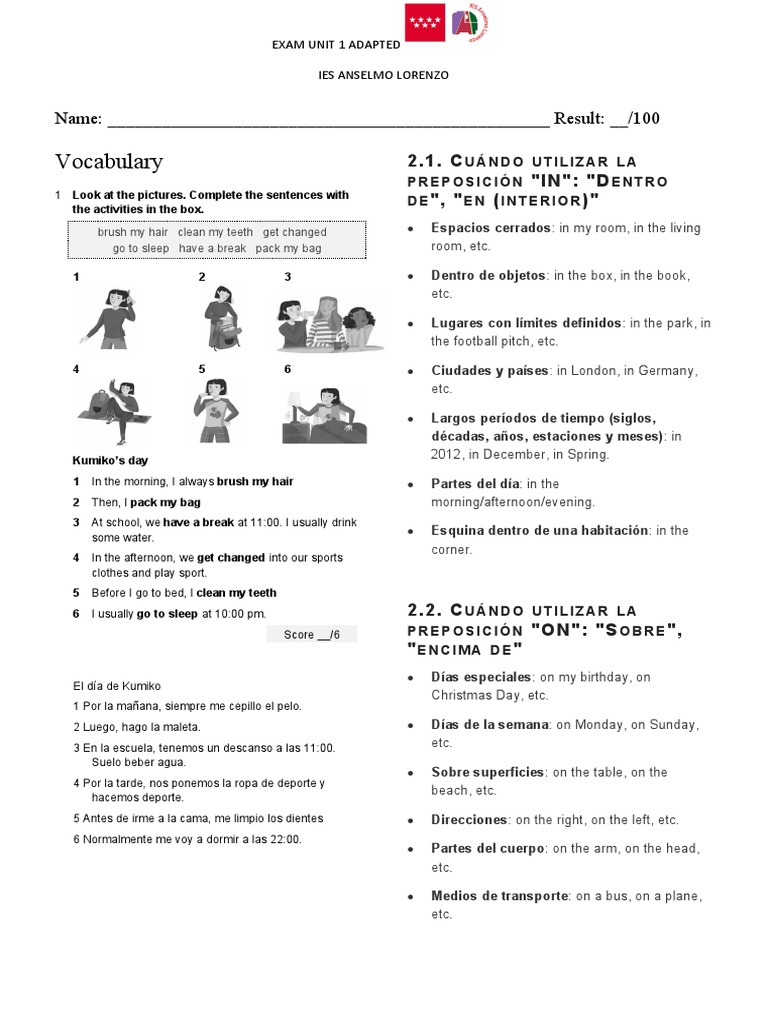 Unit 1 School Life Adapted Solucionario | PDF