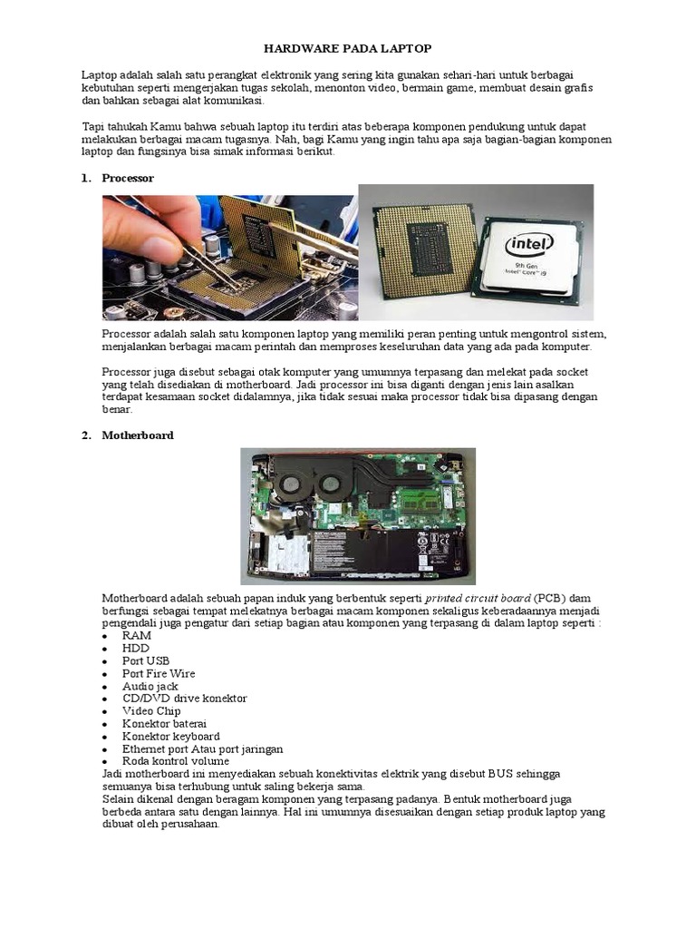 Hardware Pada Laptop1 | PDF | Komputer