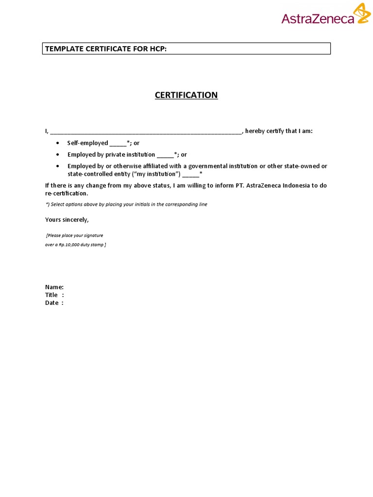 CERTIFICATION OF AFFILIATION | PDF