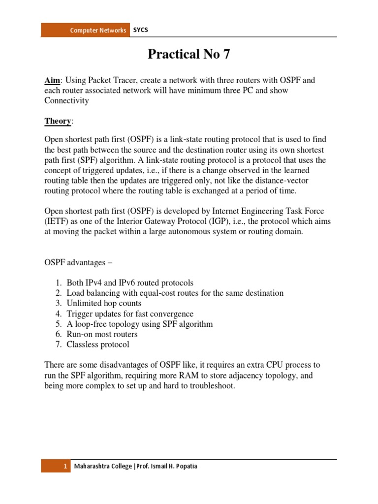 Practical No 7 | PDF | Routing | Internet Protocols