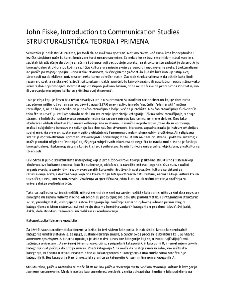 7 Strukturalisticka Teorija I Primena | PDF
