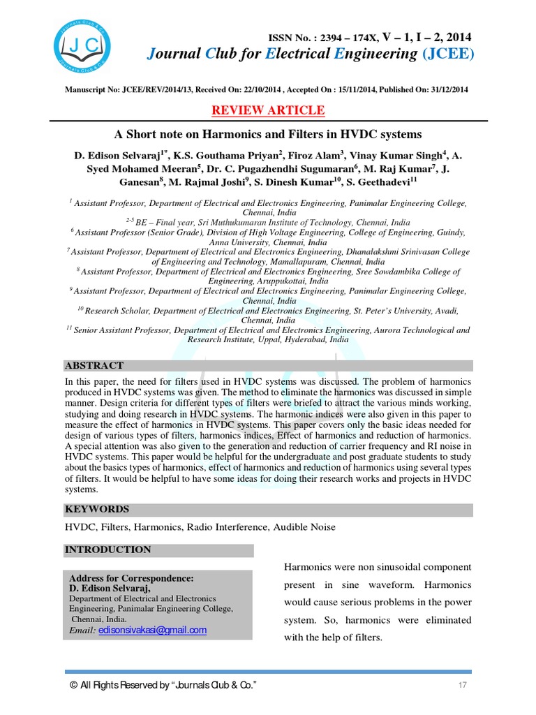 A Short Note On Harmonics and Filters in | Download Free PDF | Electronic Filter | High Voltage ...