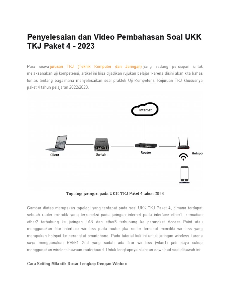 Pembahasan Soal UKK TKJ Paket 4 Tahun 2023 | PDF