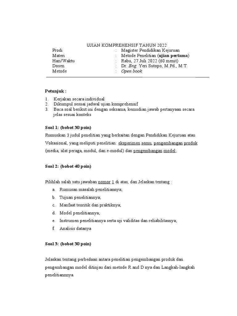 Soal Ujian Komprehensif | PDF