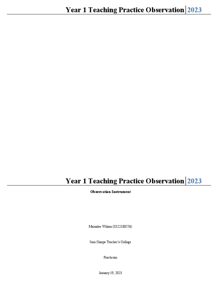 YEAR 1 Practicum Observation 2023 | PDF | Teachers | Differentiated ...