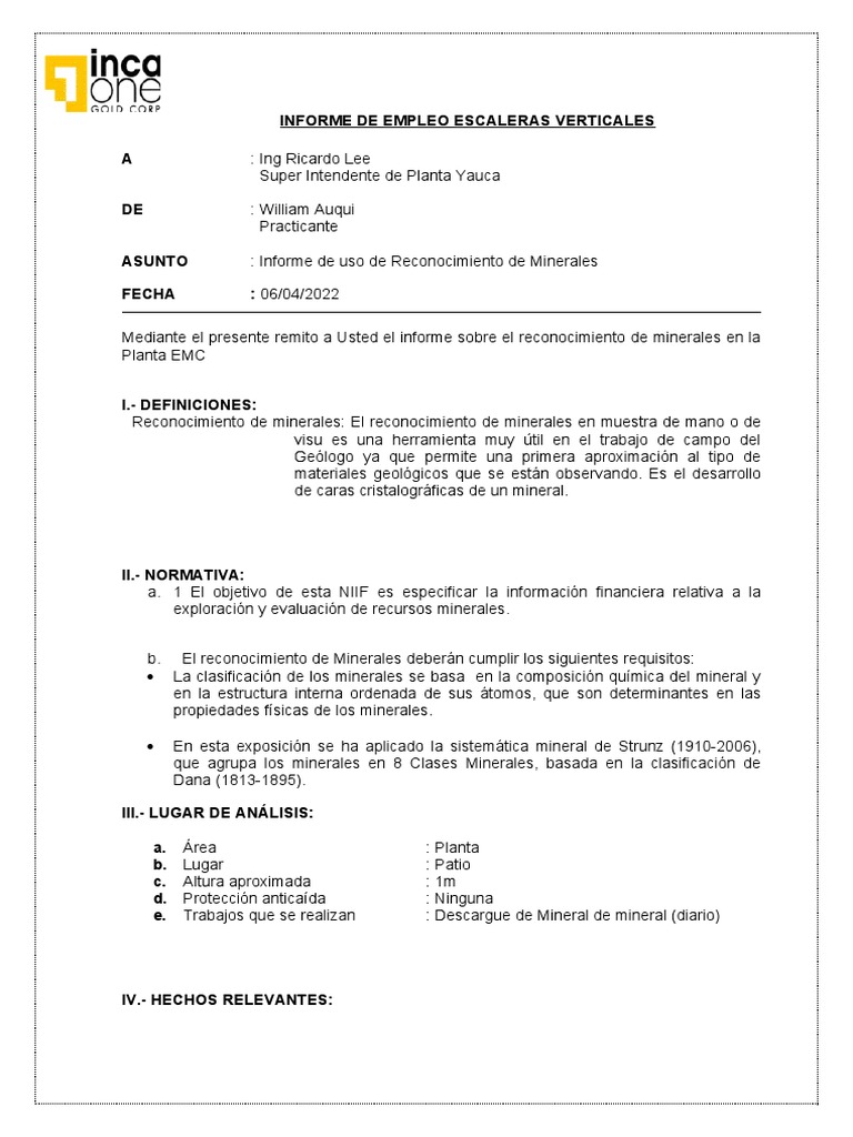 Informe Reconocimiento de Minerales | PDF | Minerales | Rieles