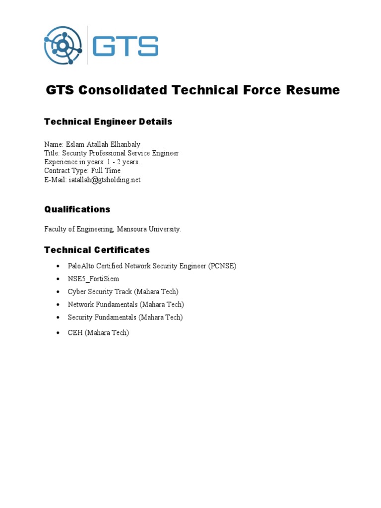 Eslam Atallah Technical Resume | PDF