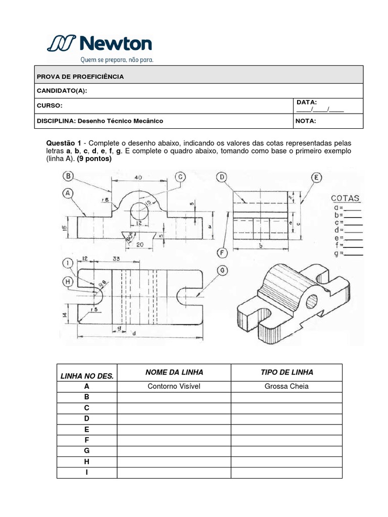Prova de Proeficiência em Desenho Técnico Mecânico | PDF | Parafuso