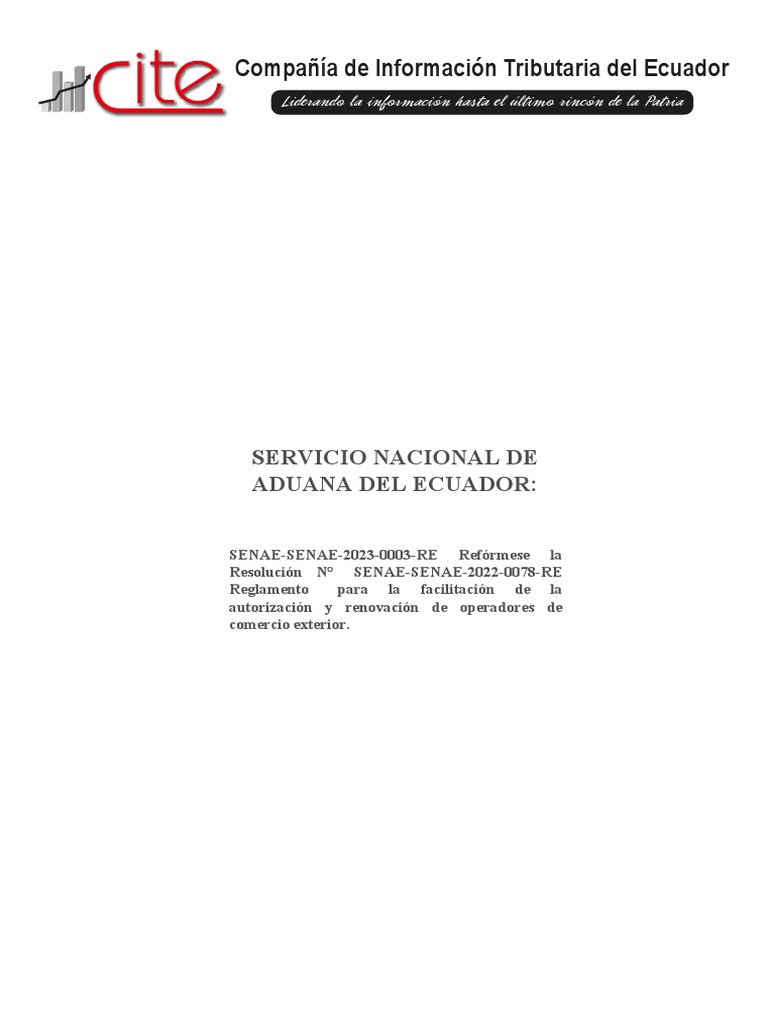 Senae Senae 2023 0003 Re | PDF | aduana | El comercio internacional