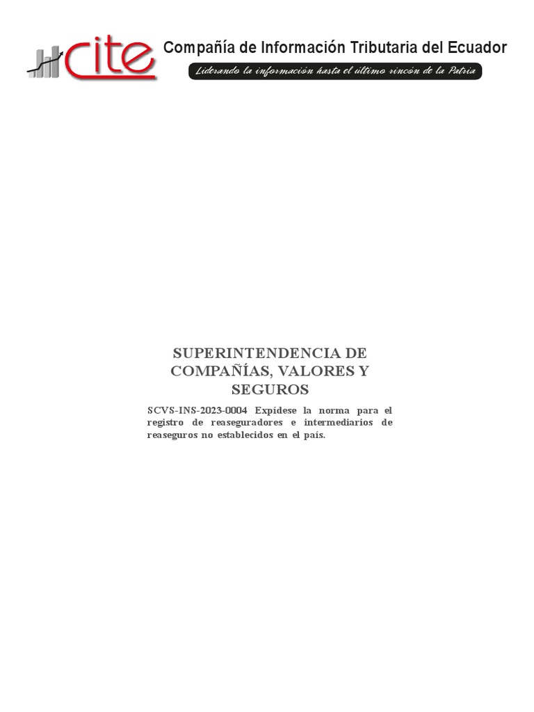 SCVS Ins 2023 0004 | PDF | Reaseguro | Seguro