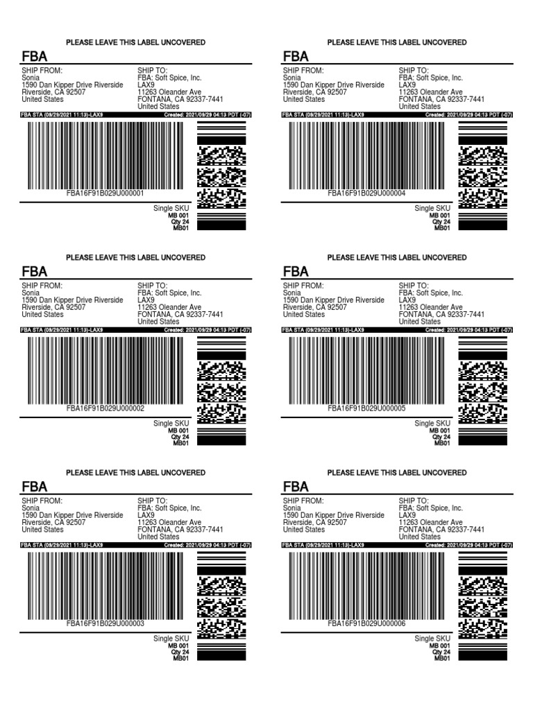 FBA Shipping Label Details for Soft Spice | PDF | Philips