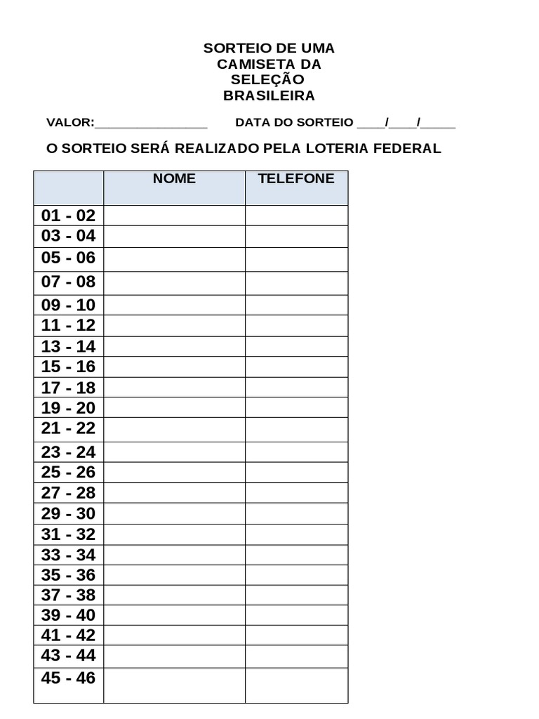 Sorteio camiseta seleção brasileira | PDF