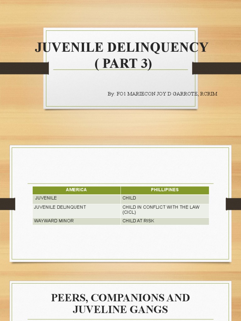 JUVENILE DELINQUENCY (Part 3) | PDF | Juvenile Delinquency ...