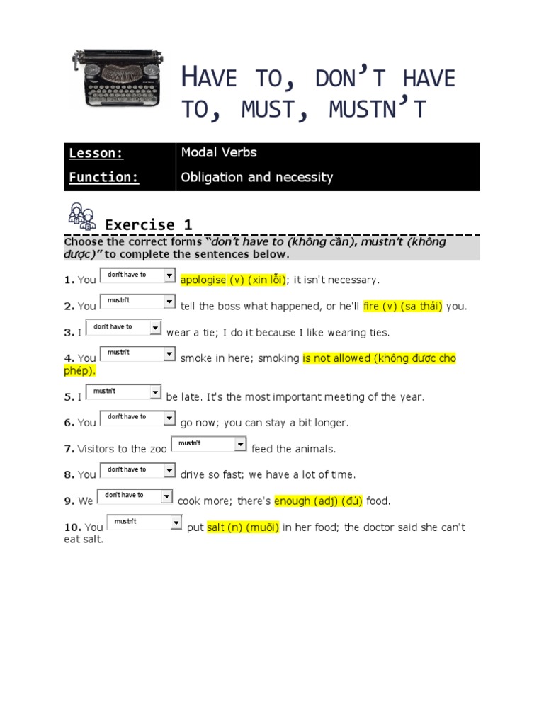 Modal Verbs Exercise 2 | PDF | Linguistic Typology | Linguistic Morphology