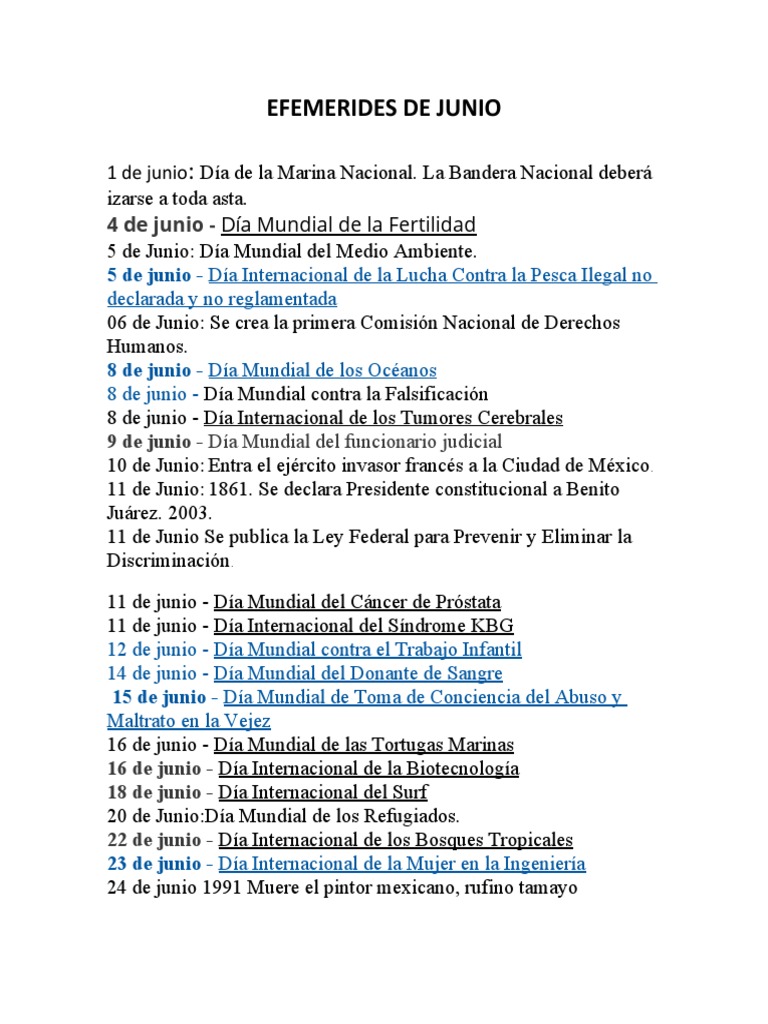 Efemerides de Junio | PDF