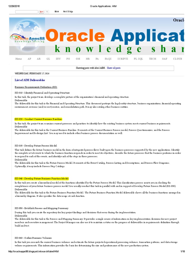 Oracle Applications - AIM | PDF | Databases | Computer Program