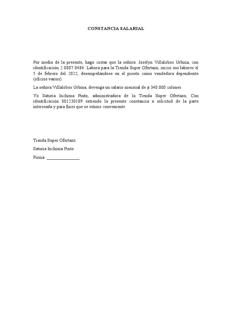 Constancia Salarial Ana | PDF