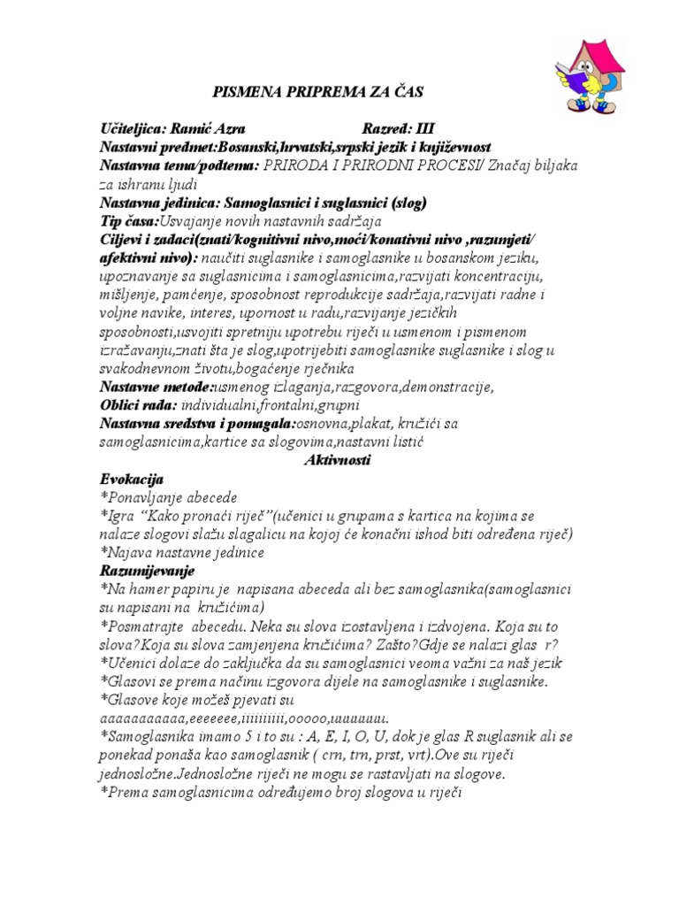 6 Samoglasnici I Suglasnici Slog Pdf