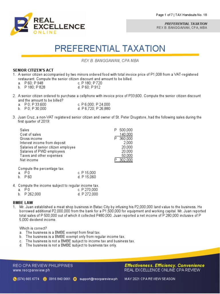 Preferential Taxation | PDF | Taxes | Double Taxation