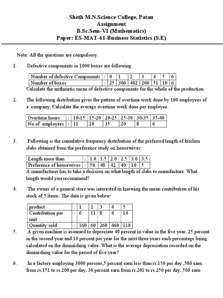 ES-MAT-61-Business Statistics | PDF | Percentage | Mode (Statistics)